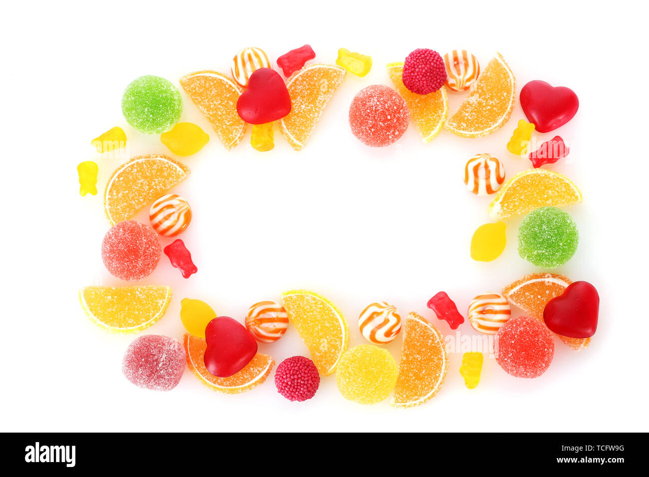 frame of colorful jelly candies isolated on white Stock Photo - Alamy