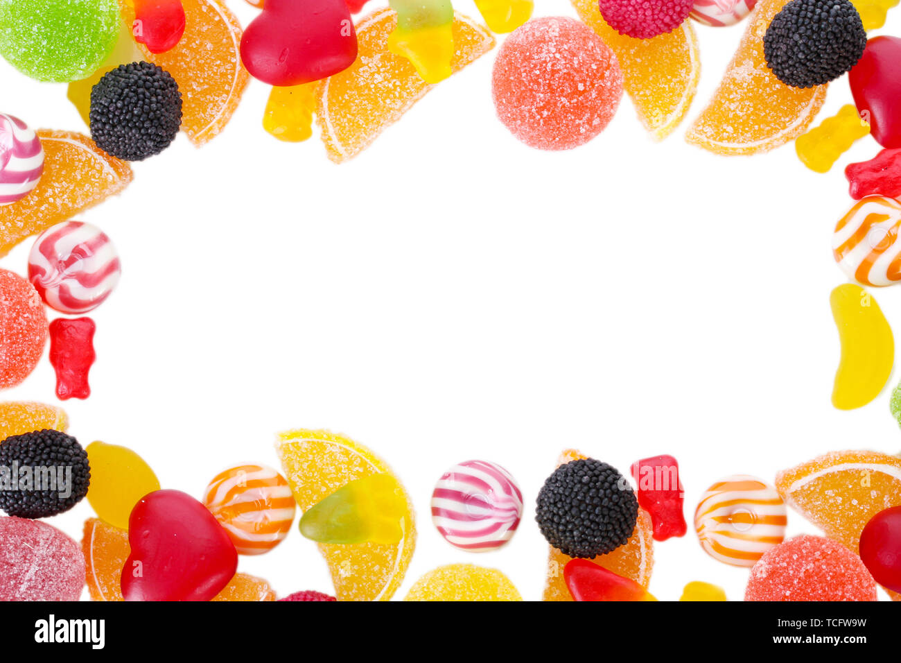 frame of colorful jelly candies isolated on white Stock Photo - Alamy