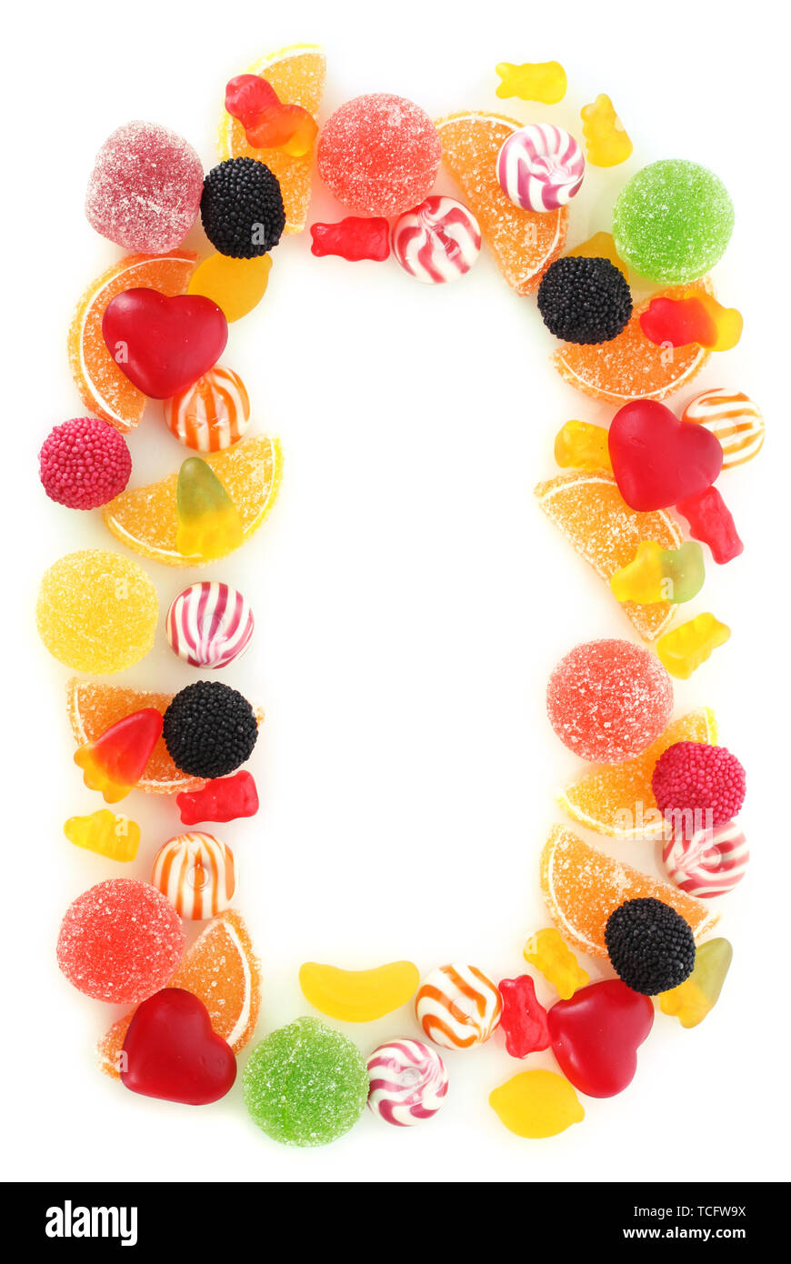 frame of colorful jelly candies isolated on white Stock Photo - Alamy