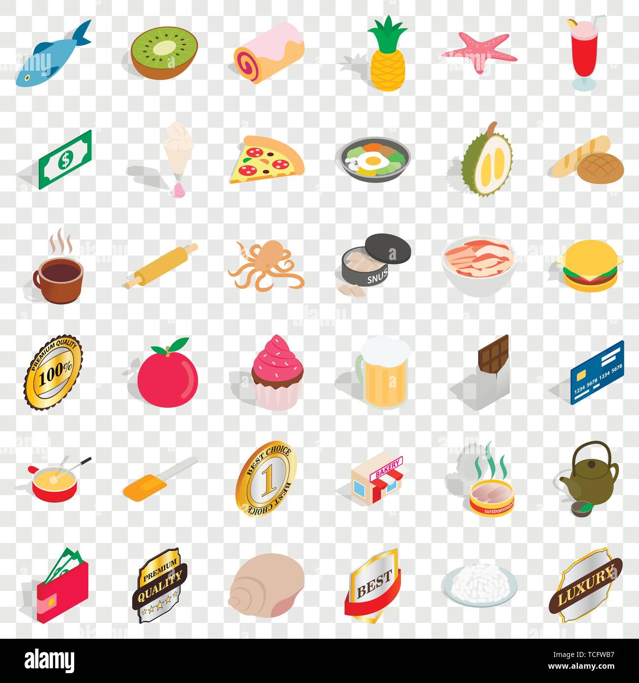 Burger icons set, isometric style Stock Vector Image & Art - Alamy