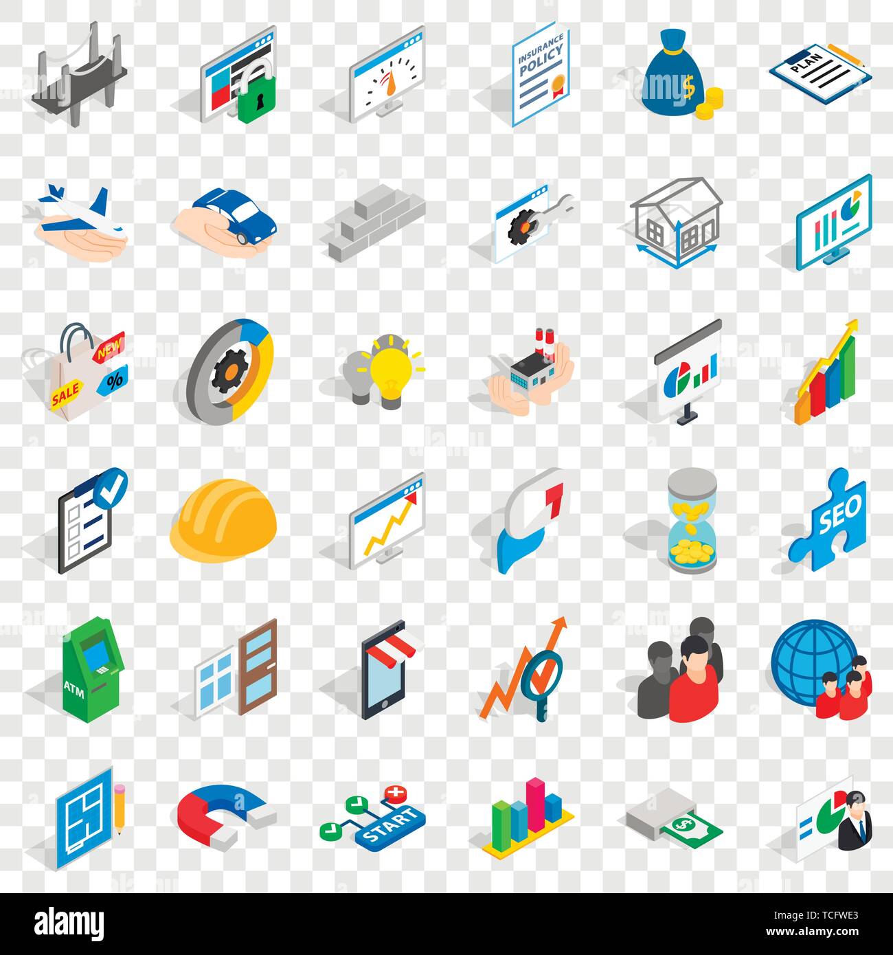 Start icons set, isometric style Stock Vector Image & Art - Alamy