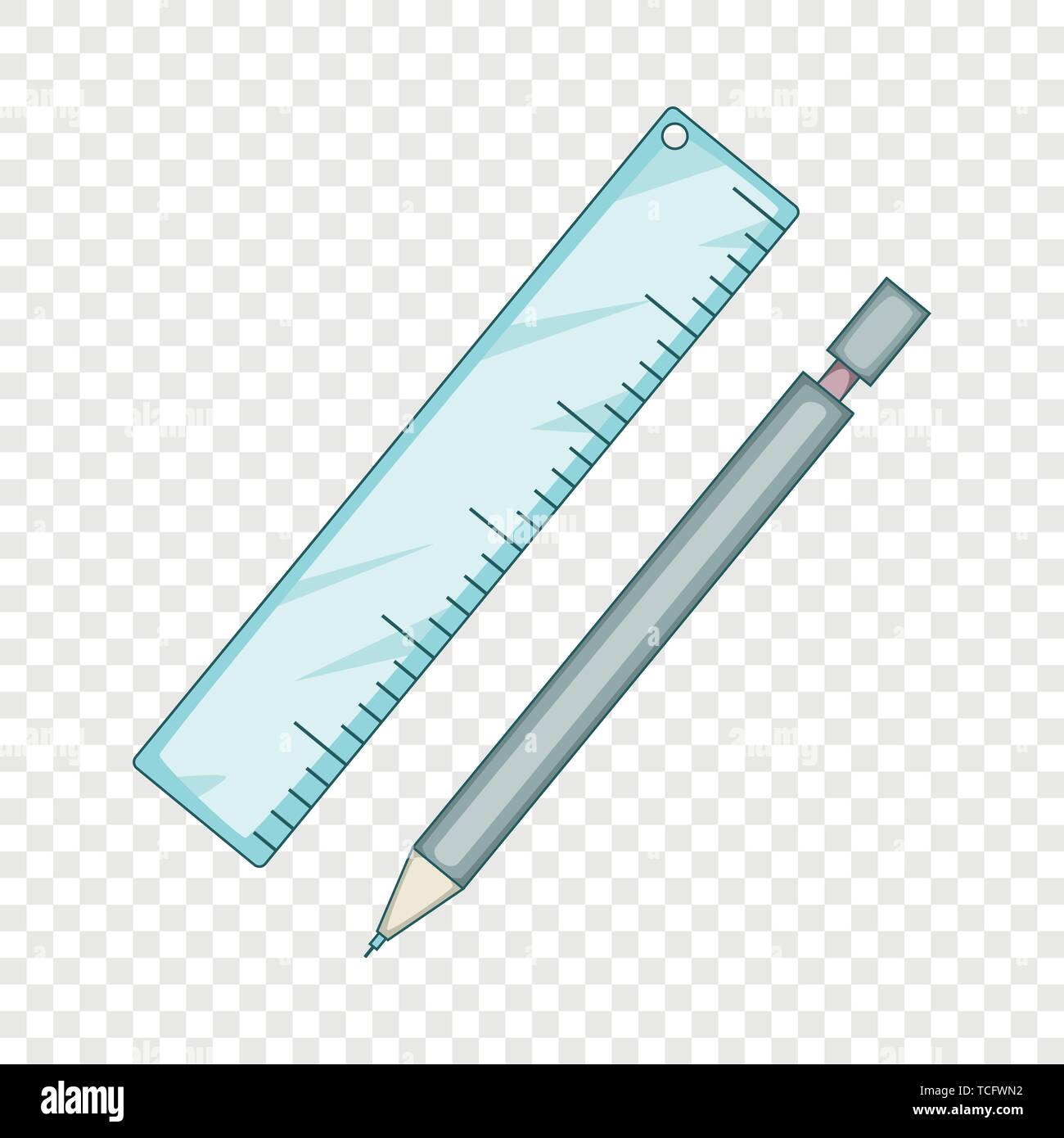 Pencil and ruler icon, cartoon style Stock Vector Image & Art - Alamy