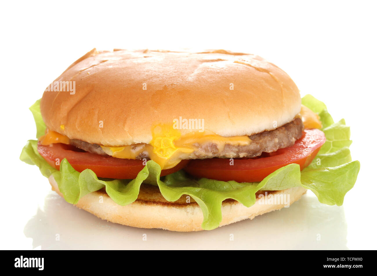 Tasty cheeseburger isolated on white Stock Photo - Alamy