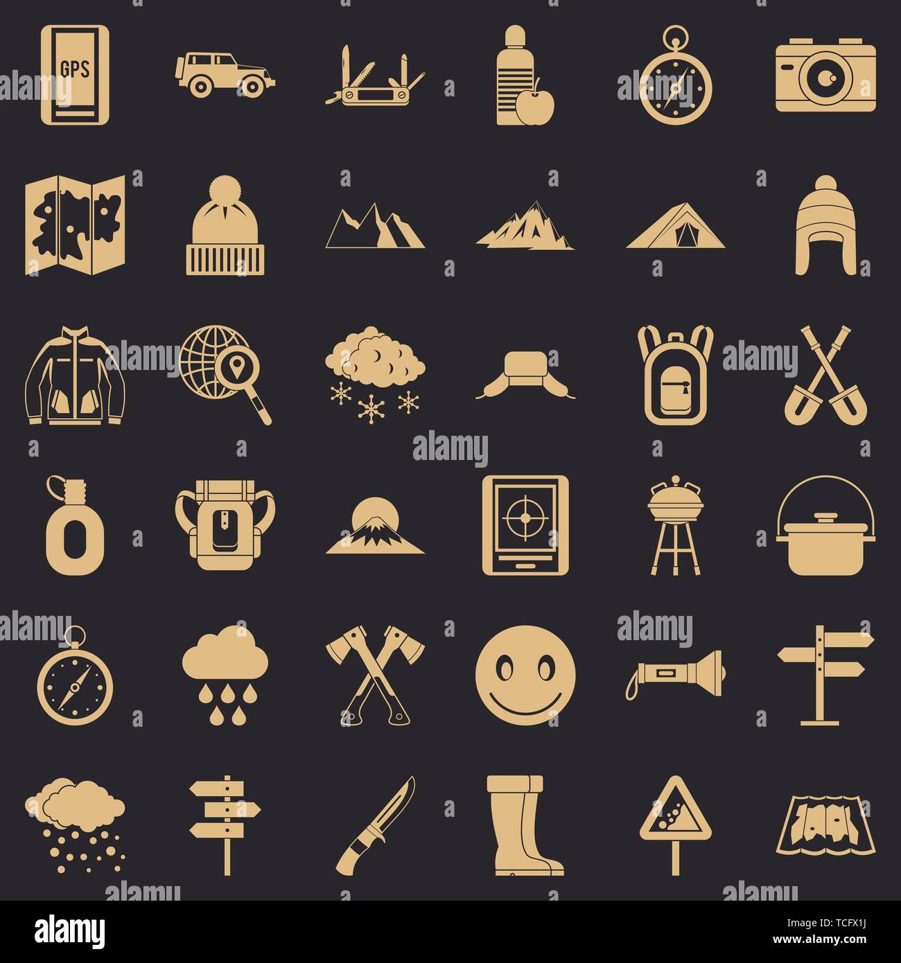 Mountaineering icons set, simple style Stock Vector Image & Art - Alamy