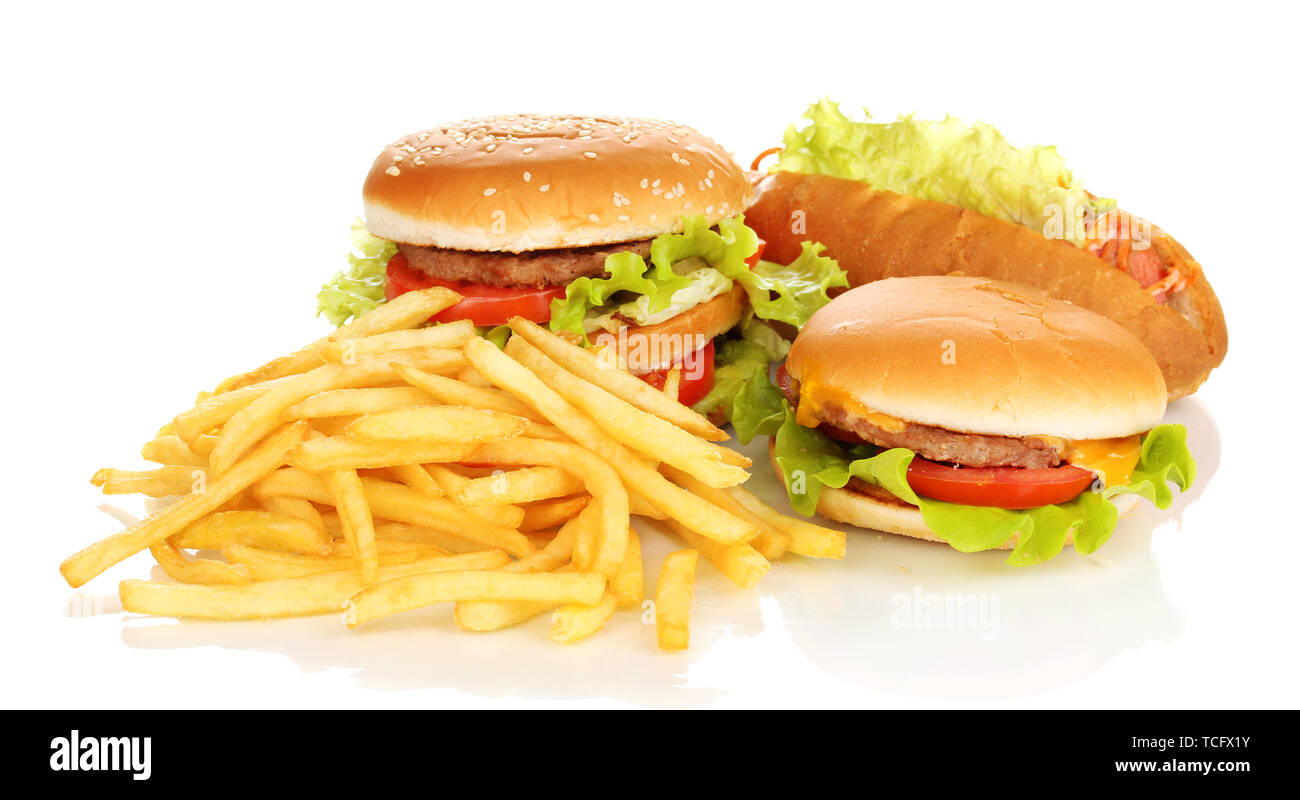 Fast food isolated on white Stock Photo - Alamy