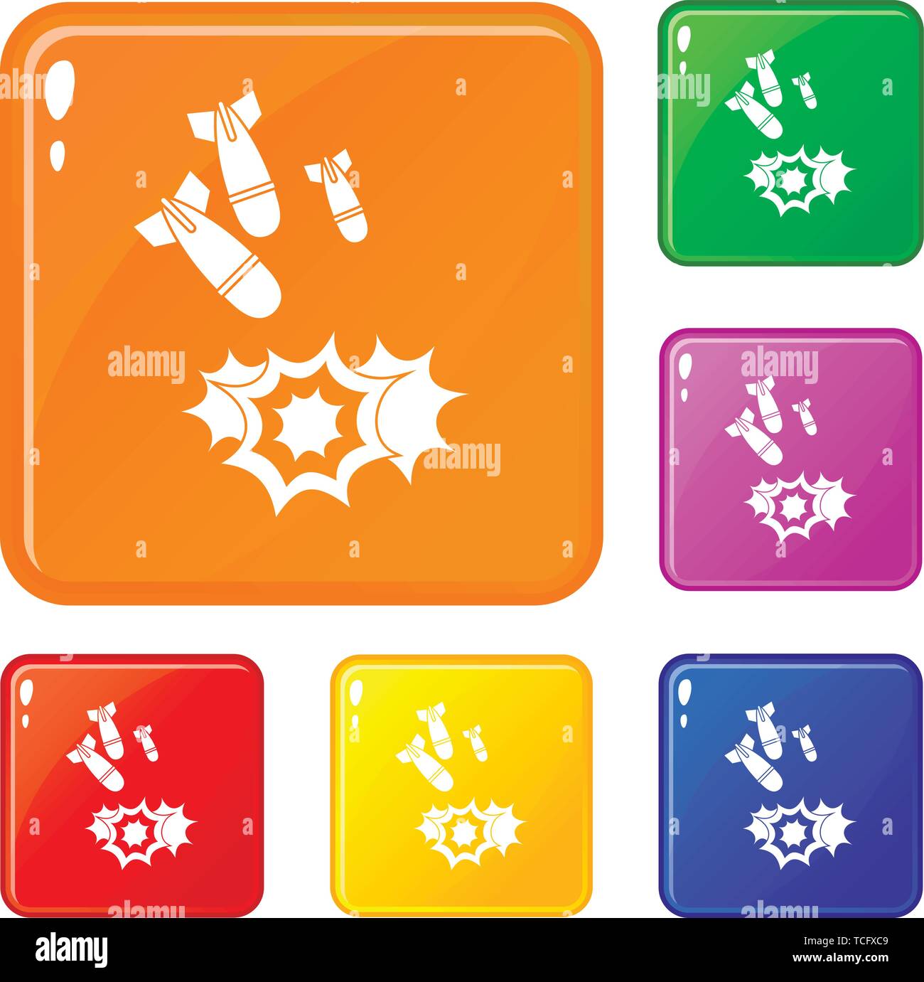 Bomb icons set vector color Stock Vector Image & Art - Alamy