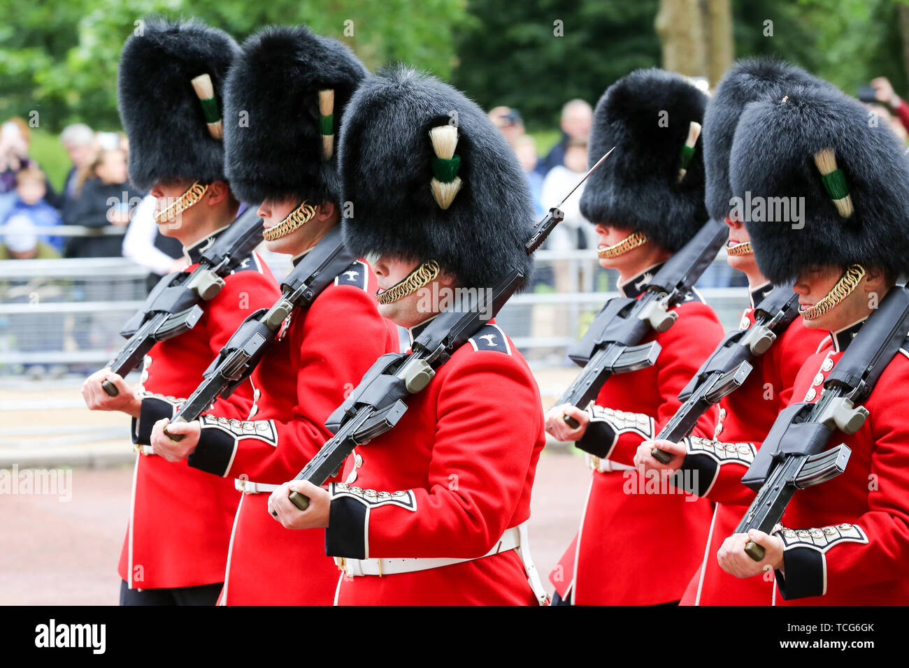 The Mall. London, UK. 8 Jun 2019. - Coldstream Guards marching to Horse ...