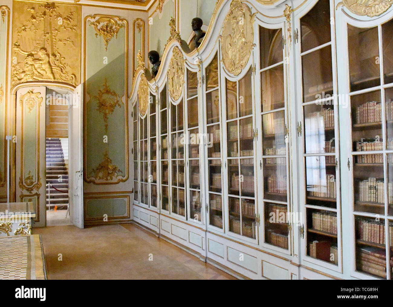 Potsdam, Germany. 07th June, 2019. The library in the royal apartment ...