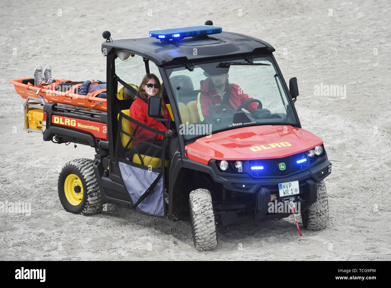 Prerow, Germany. 08th June, 2019. Lifeguard of the German Life-Saving ...
