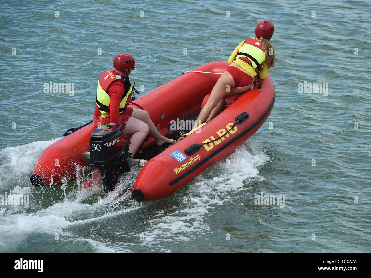 Prerow, Germany. 08th June, 2019. Two lifeguards of the Deutsche Lebens ...