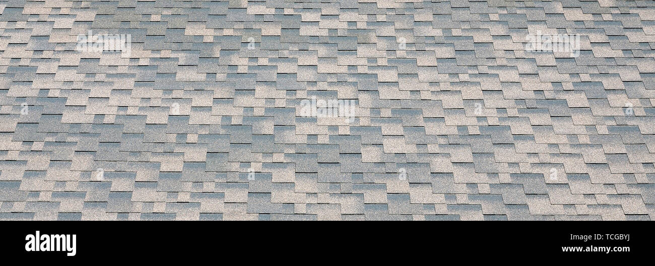 Flexible shingles of bitumen roofing surface. Background mosaic texture ...