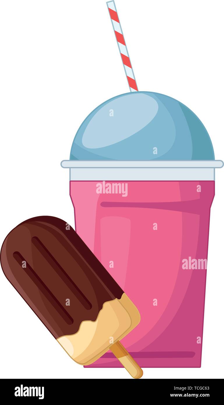 Delicious milkshake and popsicle ice cream Stock Vector Image & Art - Alamy