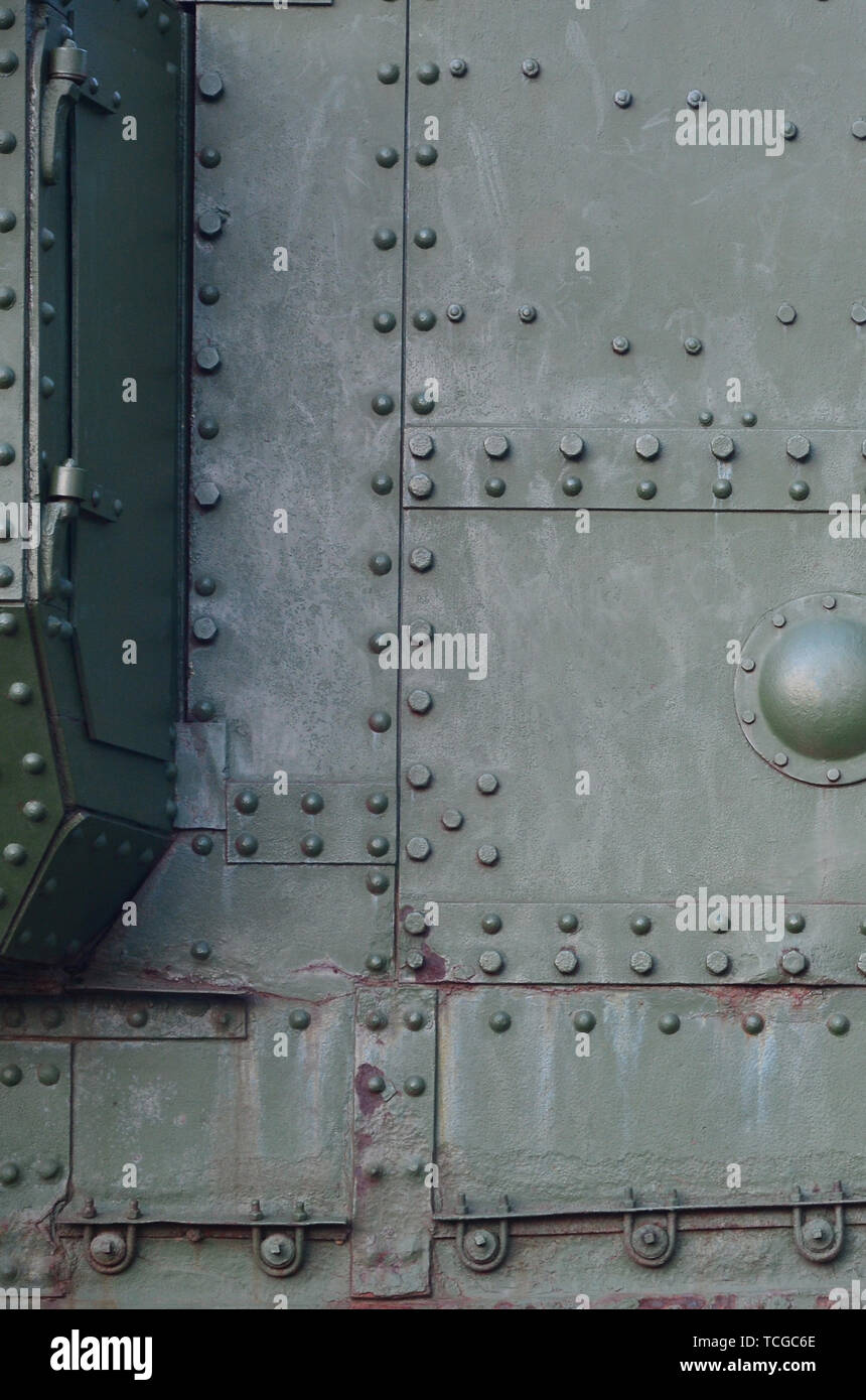 Texture of tank side wall, made of metal and reinforced with a ...