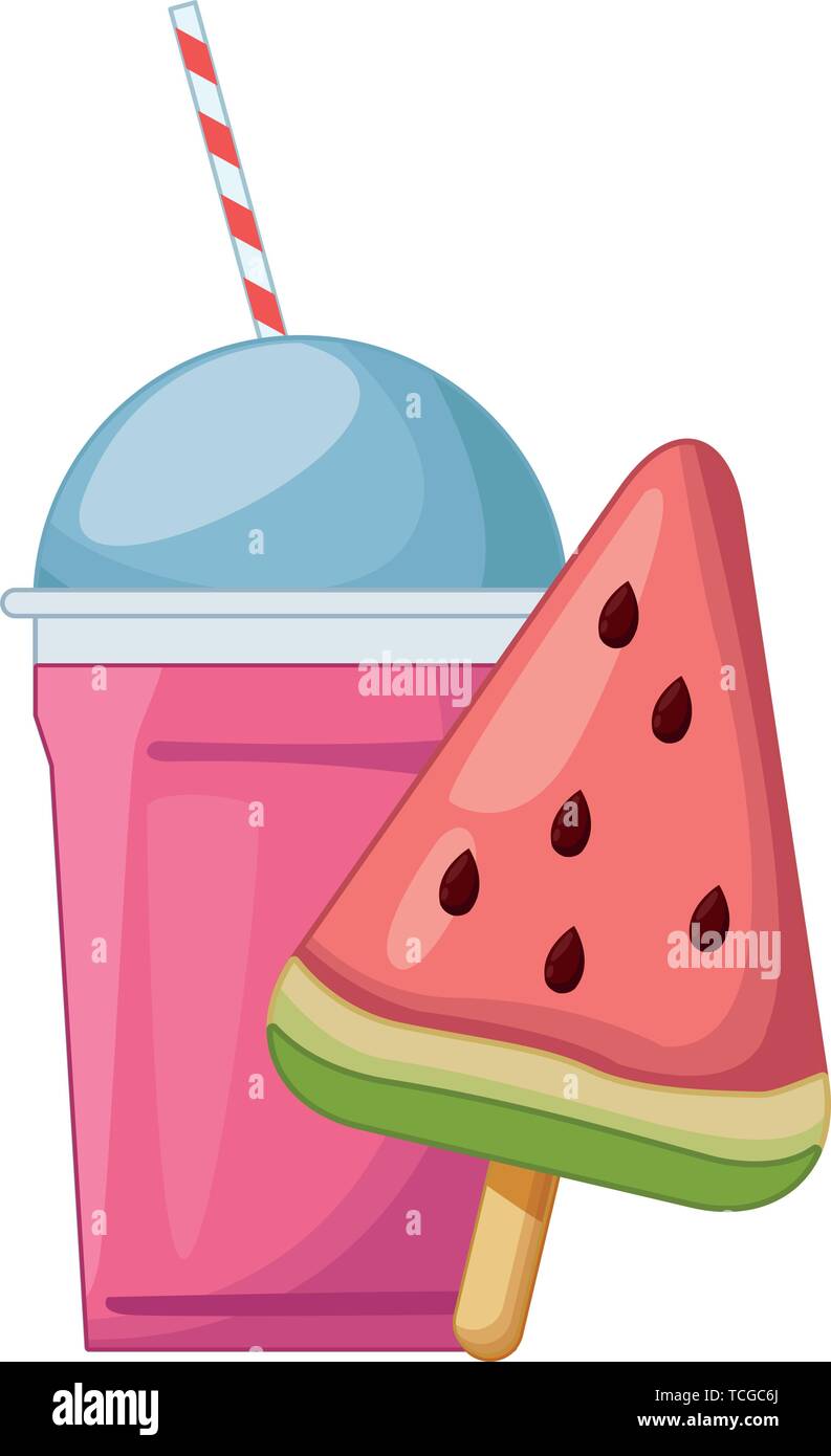 Delicious milkshake and popsicle ice cream Stock Vector Image & Art - Alamy