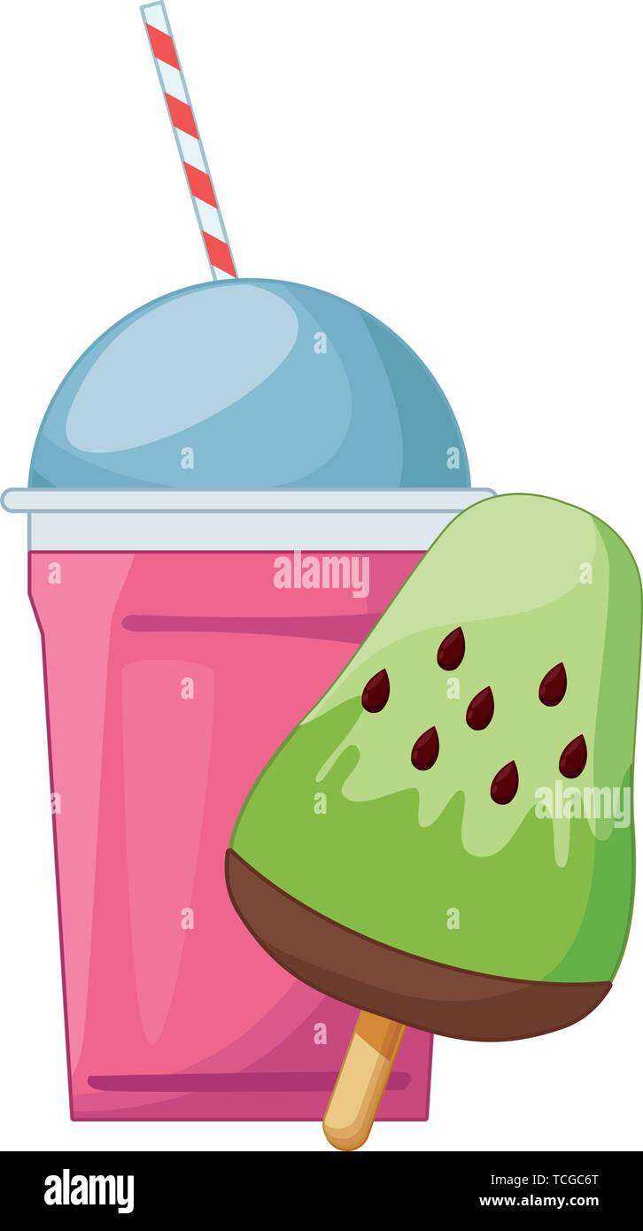 Delicious milkshake and popsicle ice cream Stock Vector Image & Art - Alamy