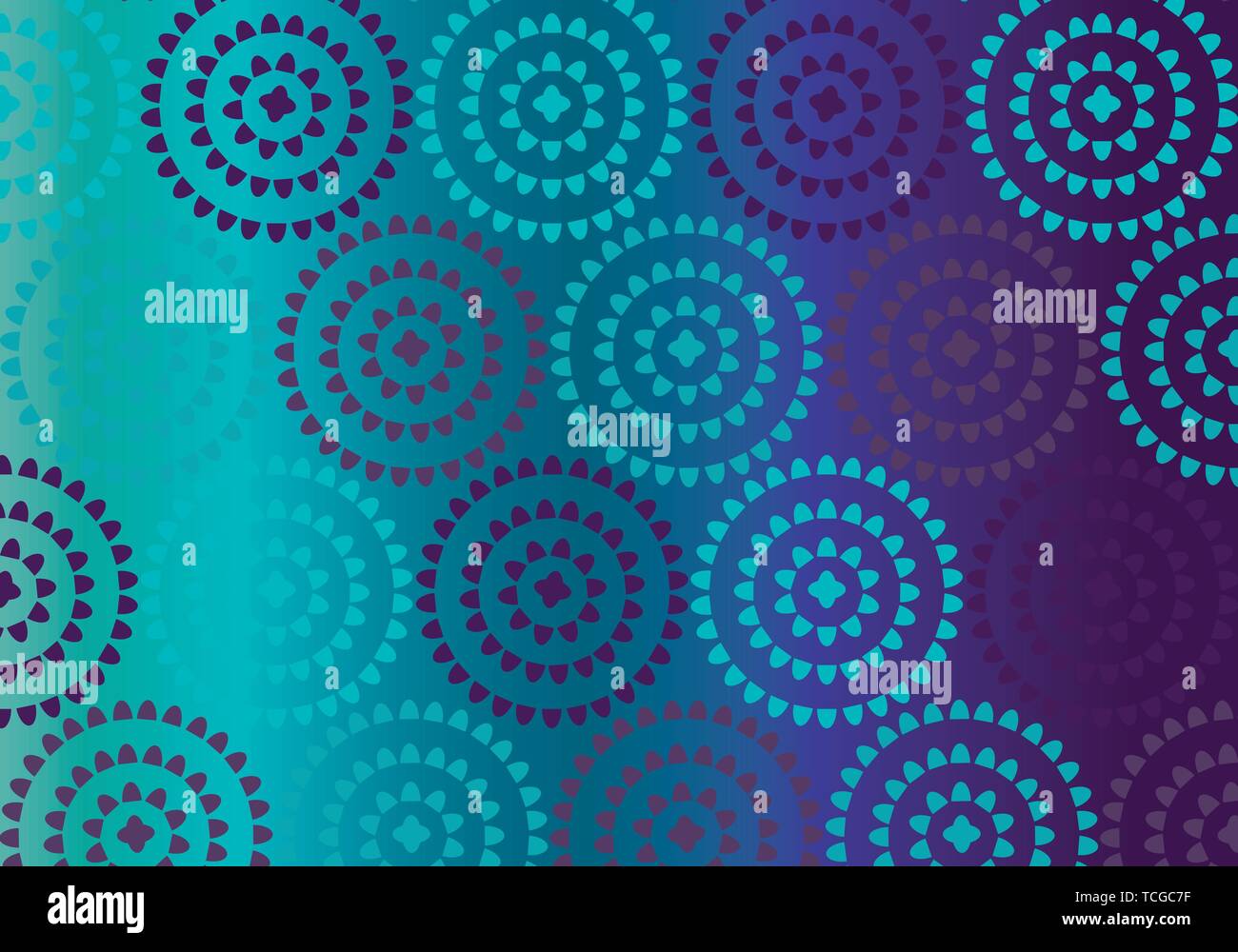 Yoga mat vector pattern illustration in purple and turquoise blue ...