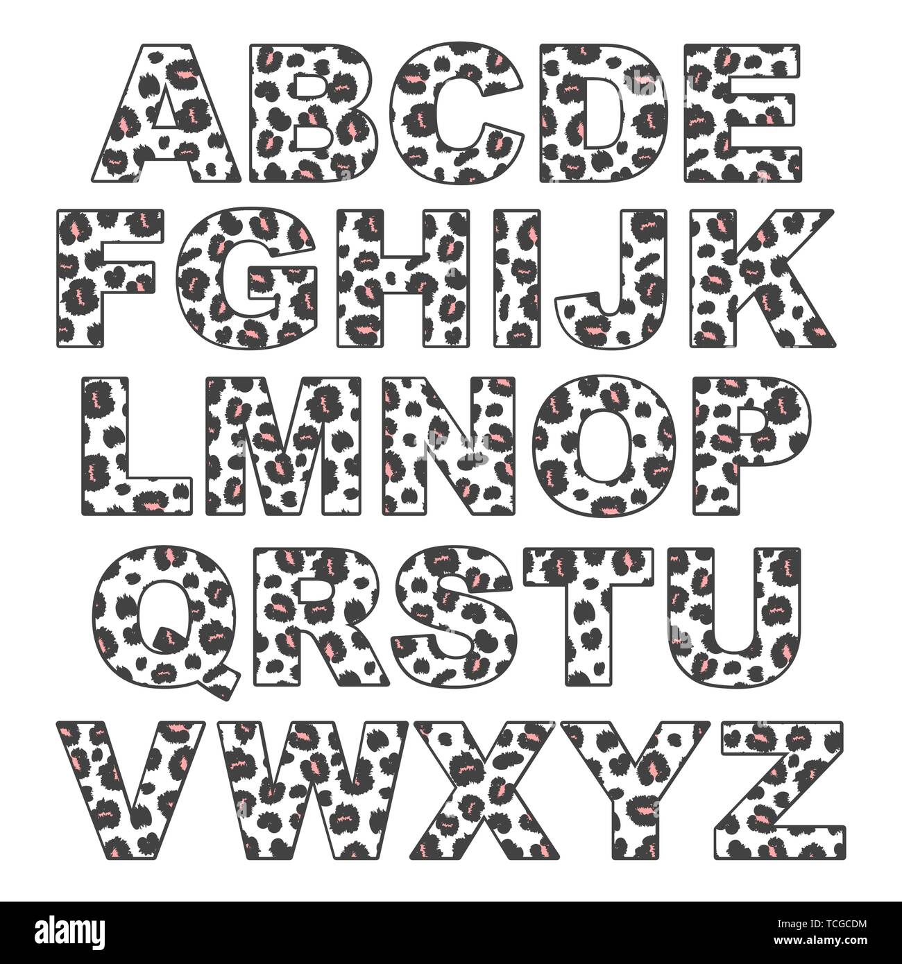 cute modern trendy leopard alphabet set vector illustration Stock ...
