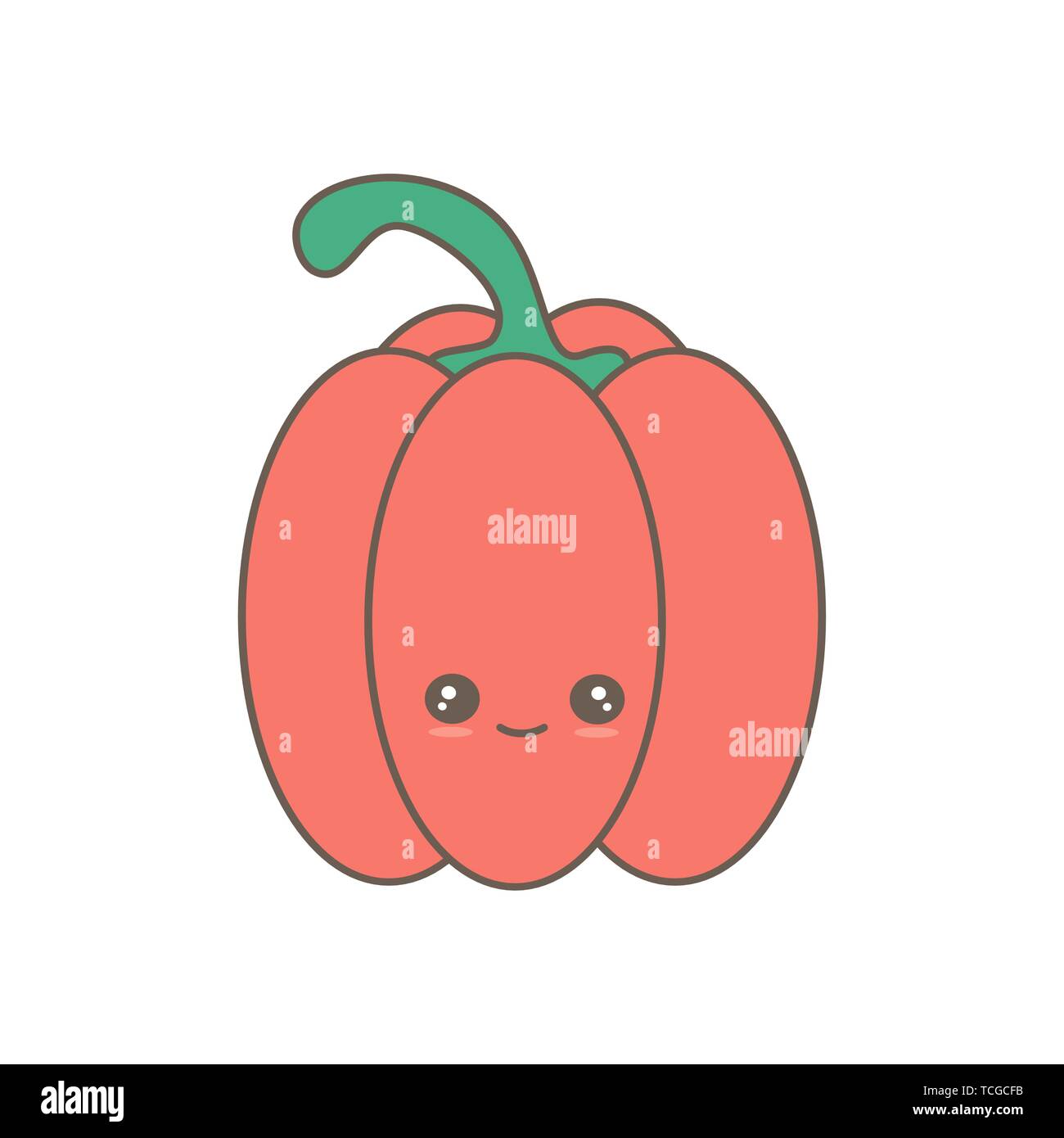 cute cartoon bell pepper isolated on white background vector ...