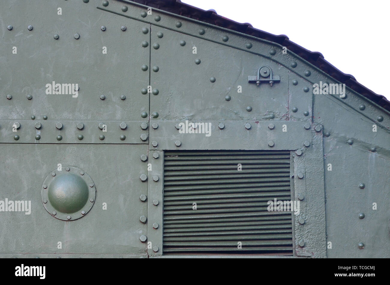 Texture of tank side wall, made of metal and reinforced with a ...