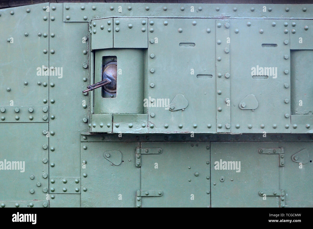 Texture of tank side wall, made of metal and reinforced with a ...