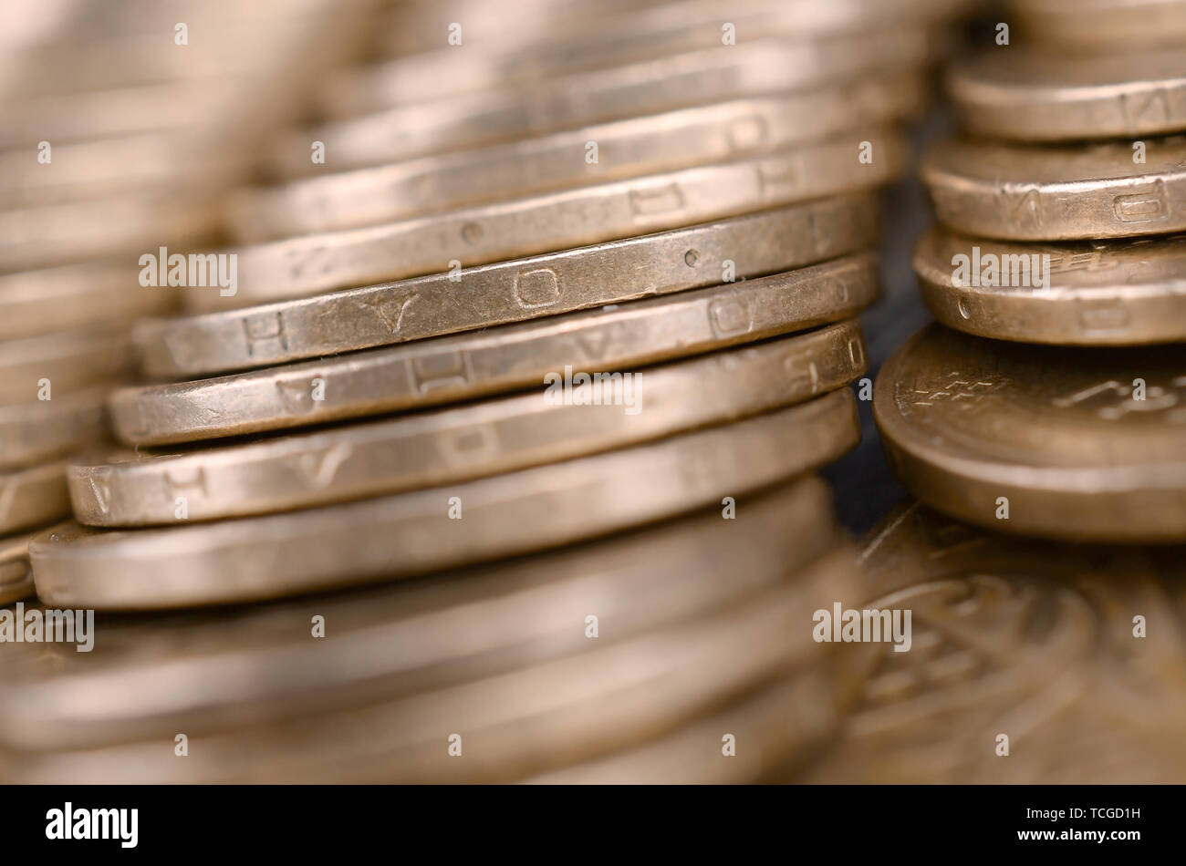 Large pile of big golden coins. Financial success money background for ...