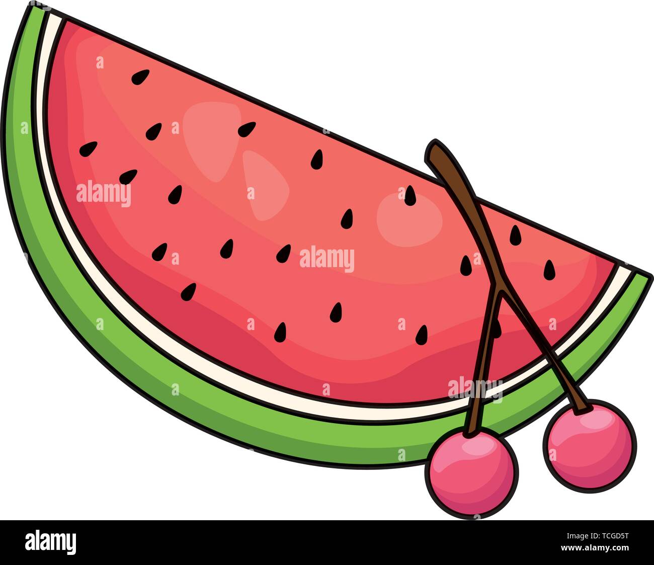 Watermelon and cherries delicious fruits Stock Vector Image & Art - Alamy
