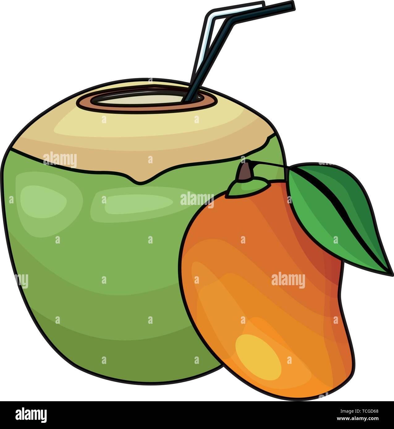 Coconut cocktail and mango fruit Stock Vector Image & Art - Alamy