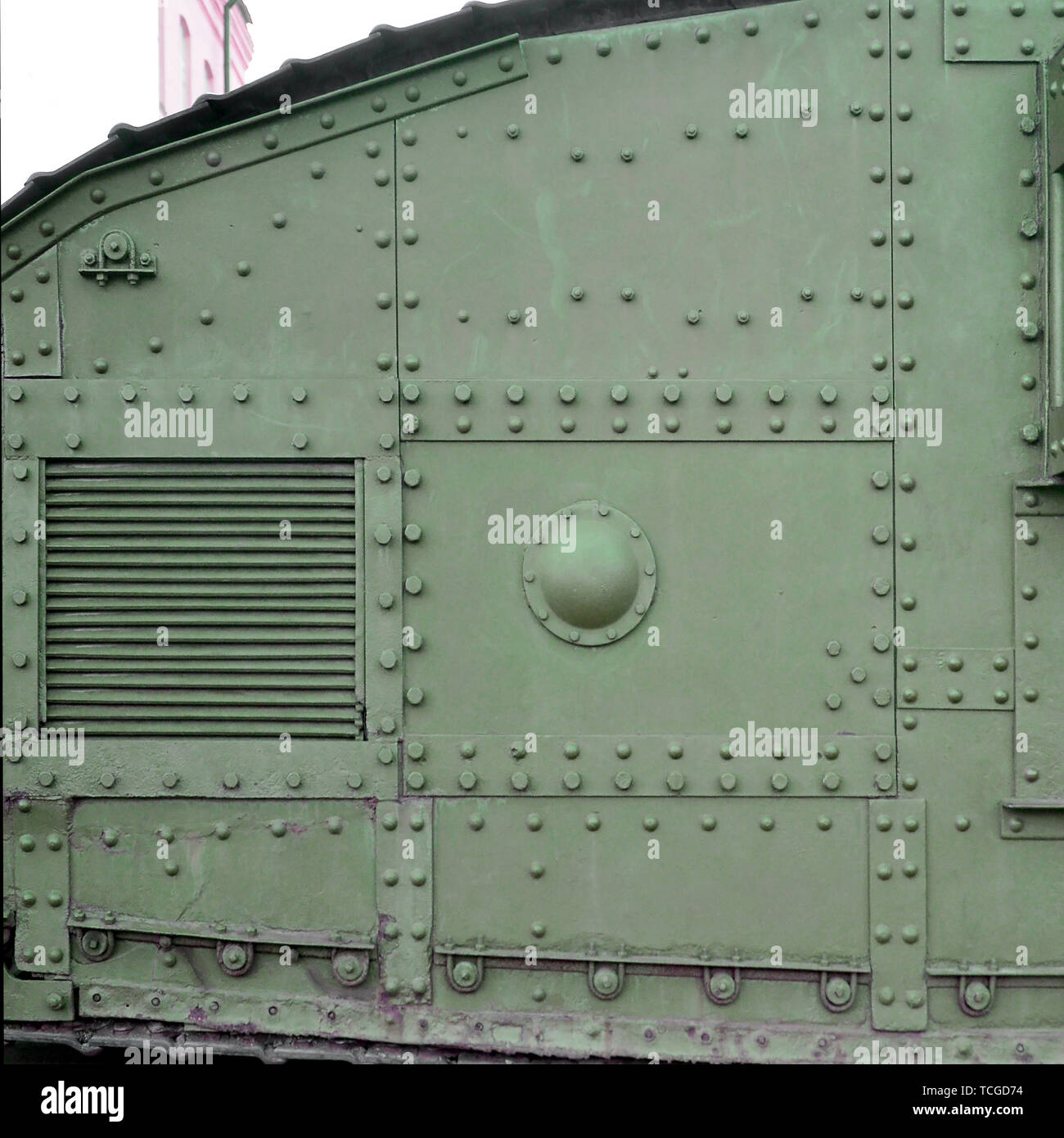 Texture of tank side wall, made of metal and reinforced with a ...