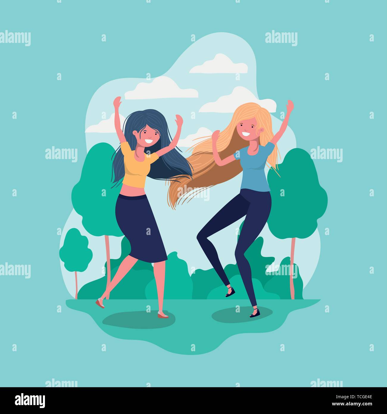 Friendship of girls cartoons design Stock Vector Image & Art - Alamy