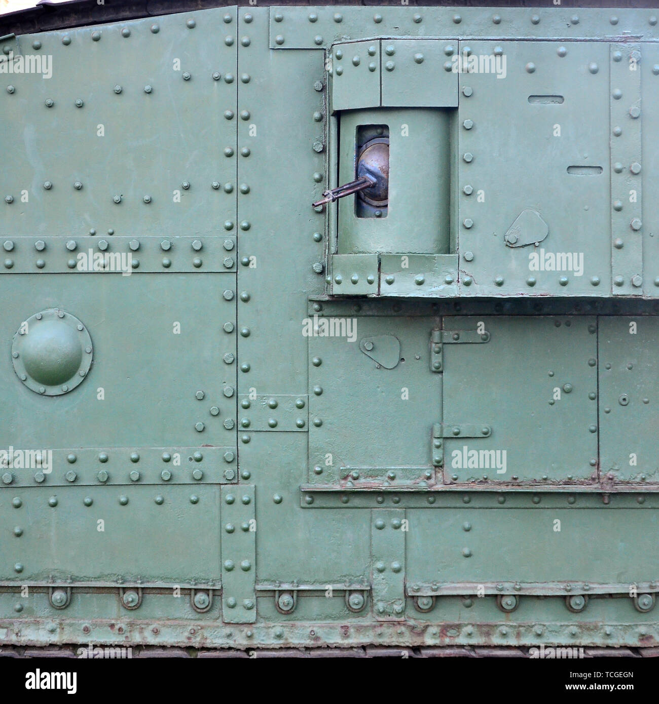 Texture of tank side wall, made of metal and reinforced with a ...