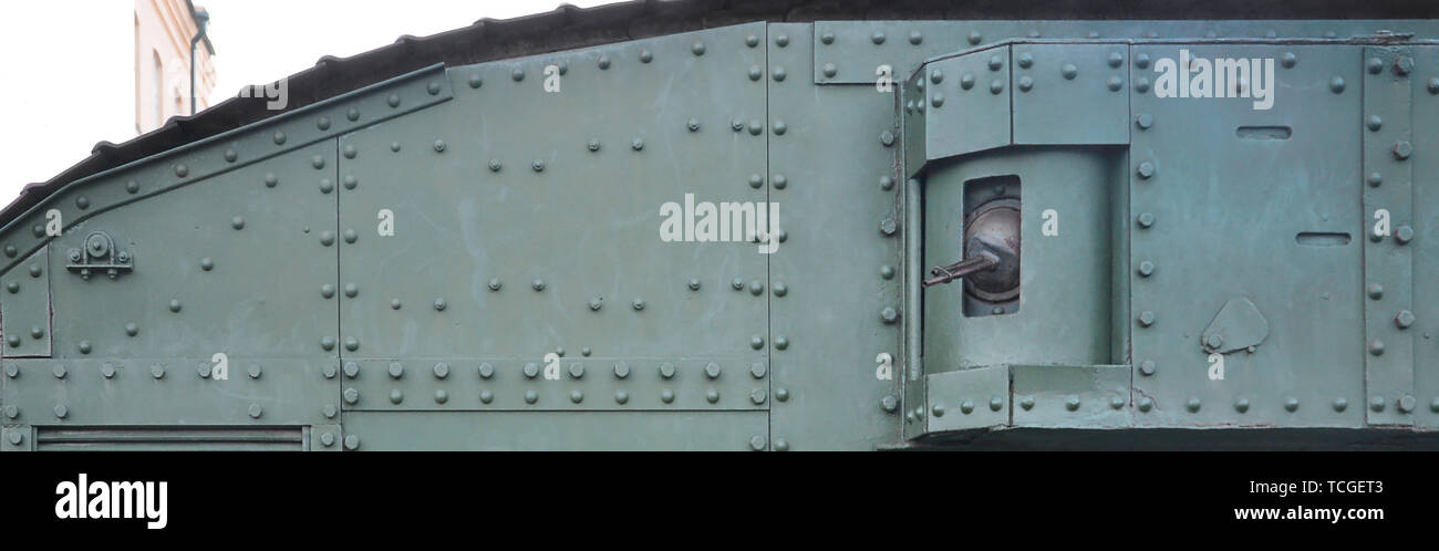 Texture of tank side wall, made of metal and reinforced with a ...