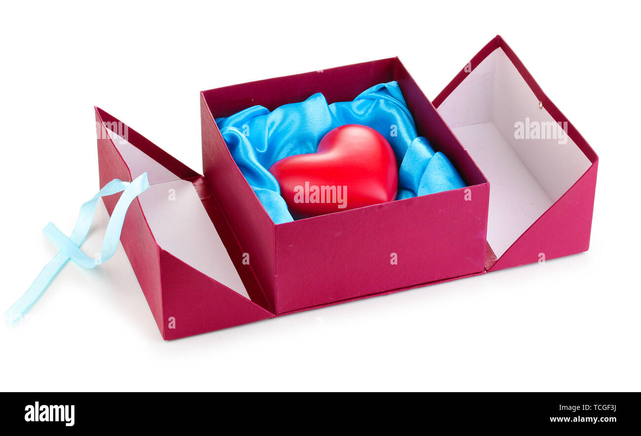 Heart in box isolated on white Stock Photo - Alamy