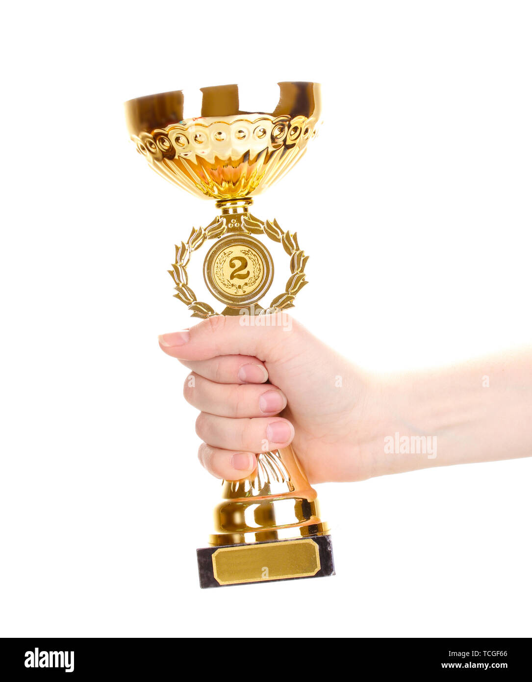 Female hand gold cup Cut Out Stock Images & Pictures - Alamy