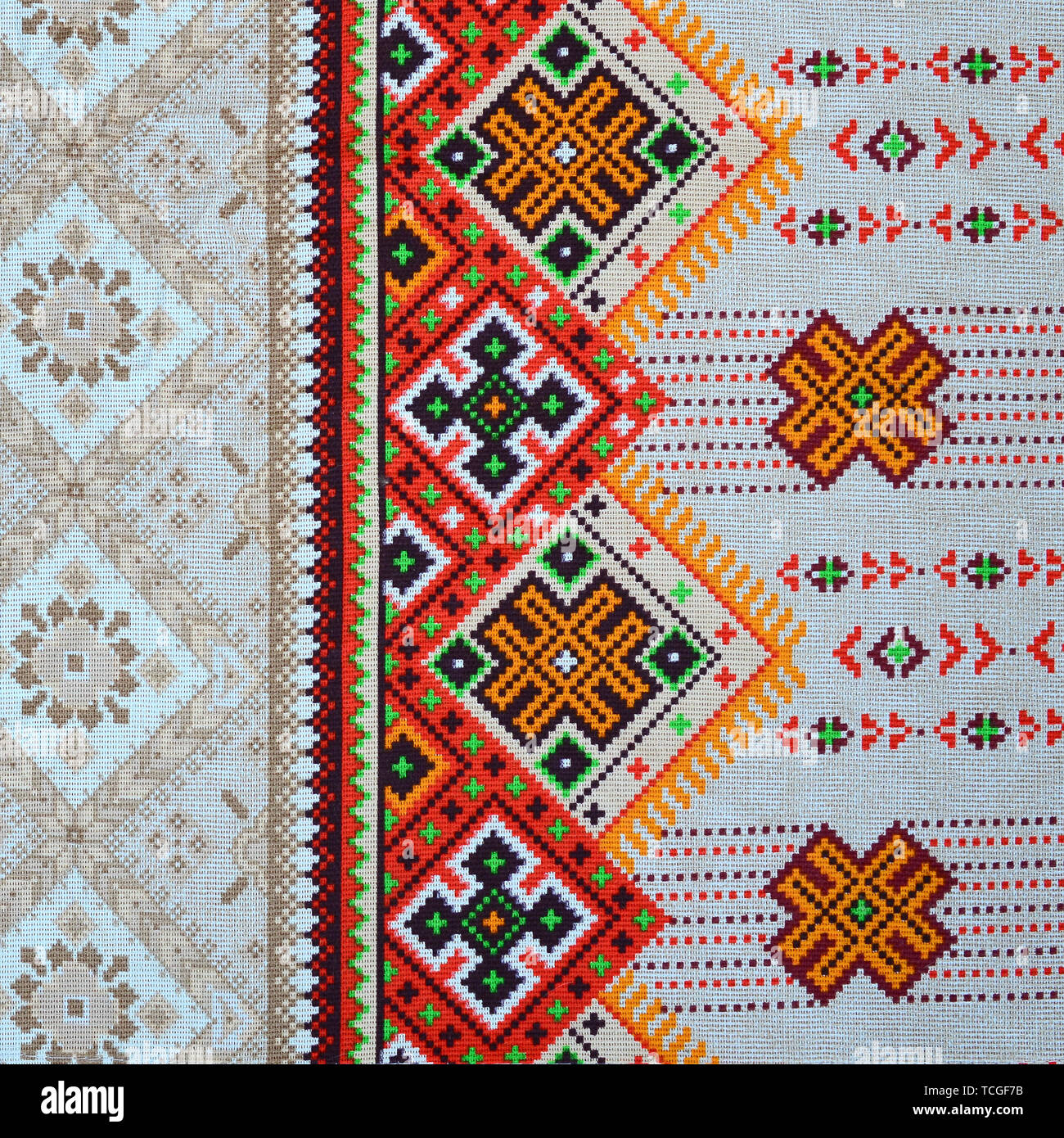 Traditional Ukrainian folk art knitted embroidery pattern on textile ...