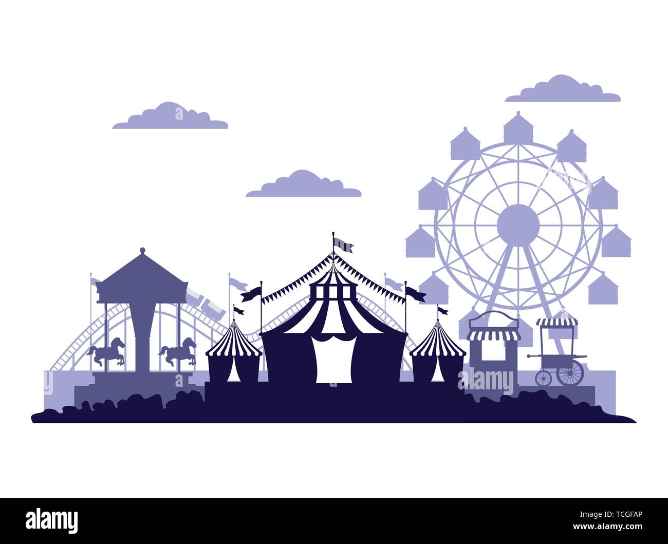 Circus festival fair scenery blue and white colors Stock Vector Image ...