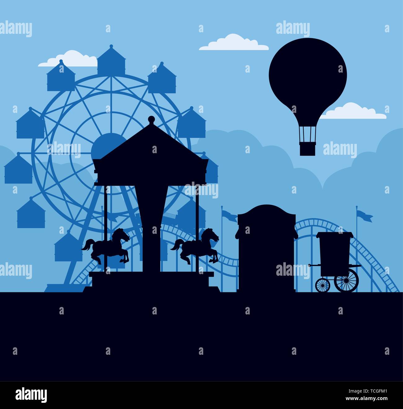 Circus festival fair scenery blue and white colors Stock Vector Image ...