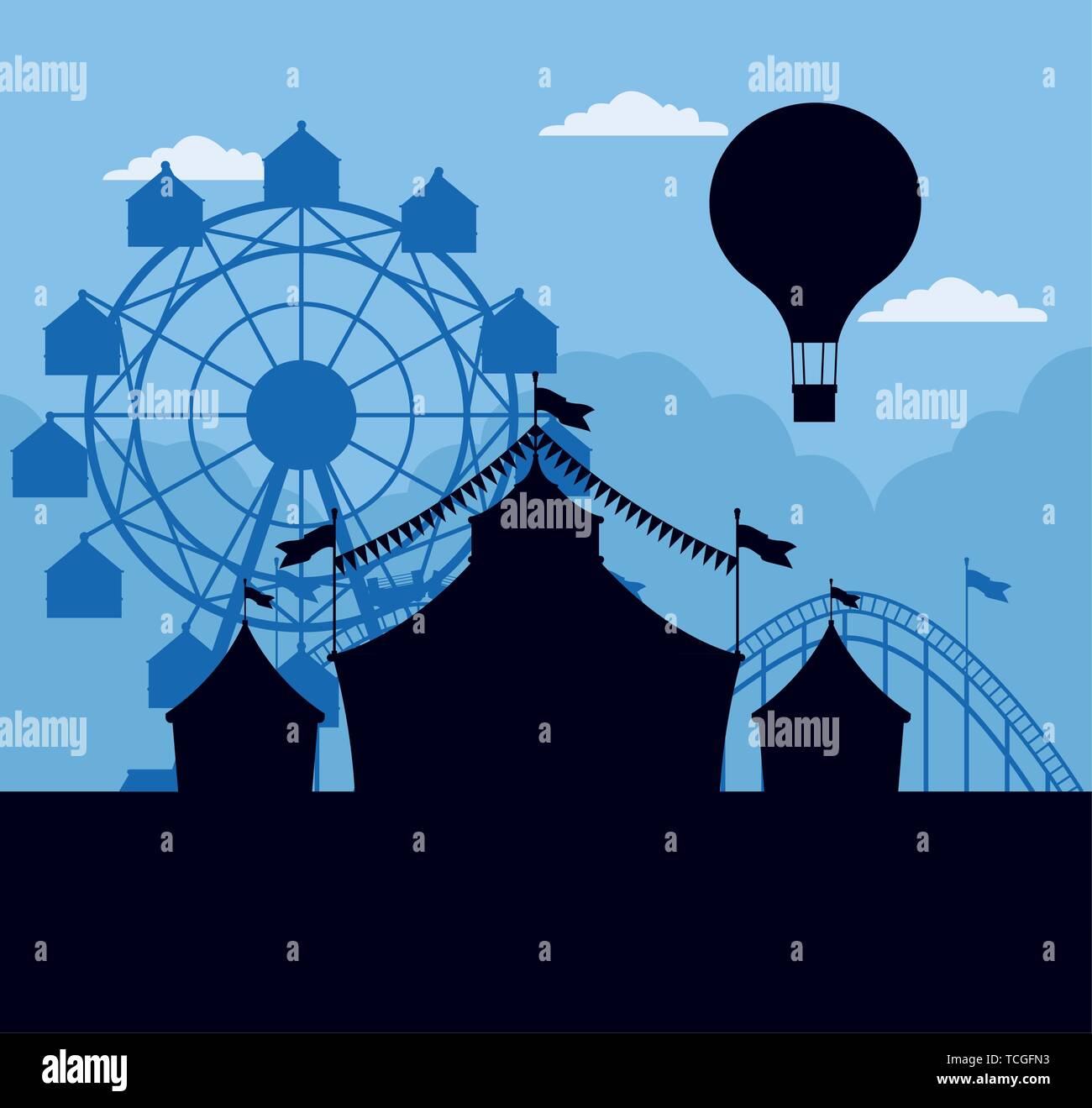 Circus festival fair scenery blue and white colors Stock Vector Image ...