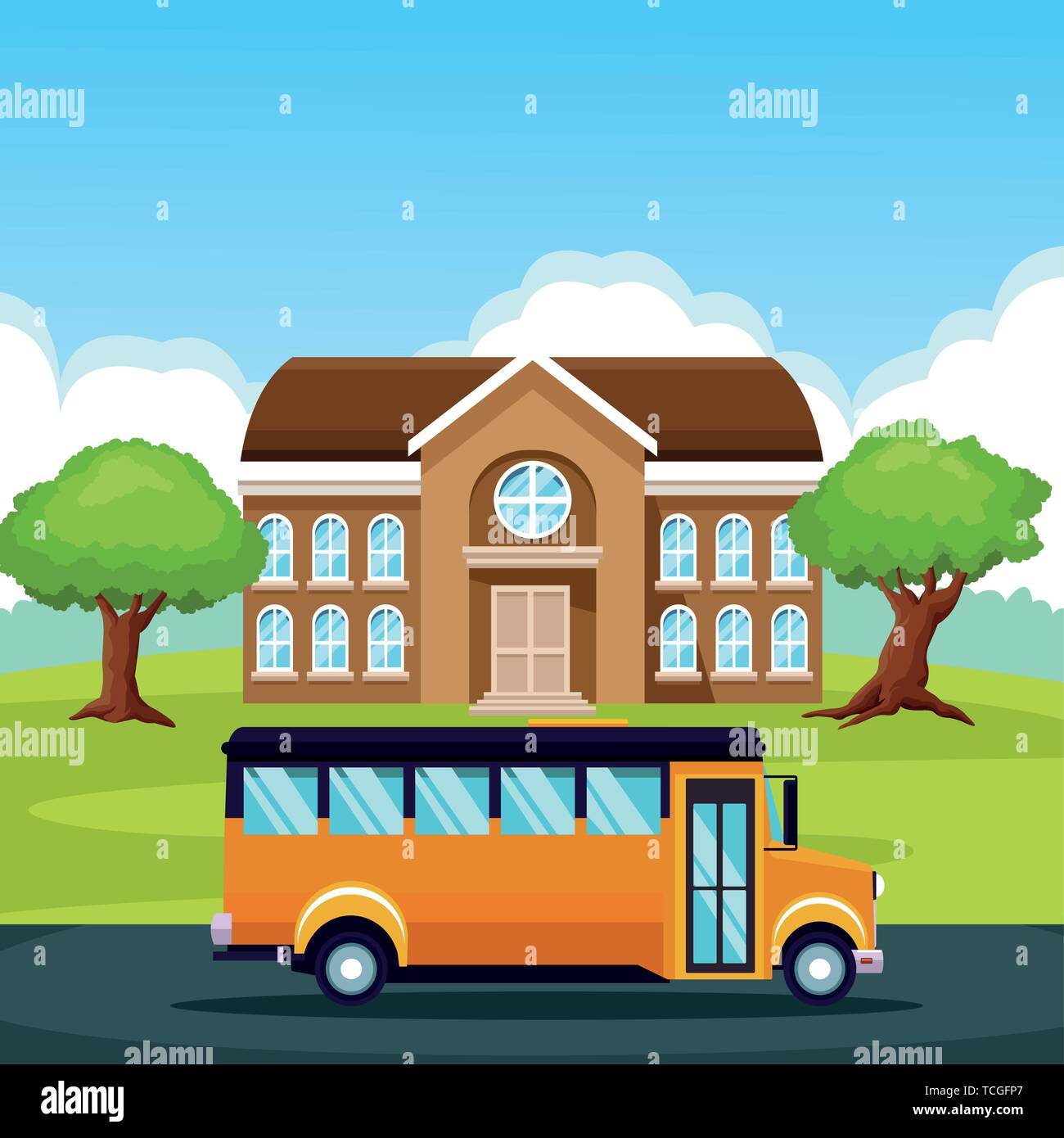 Passing school bus Stock Vector Images - Alamy