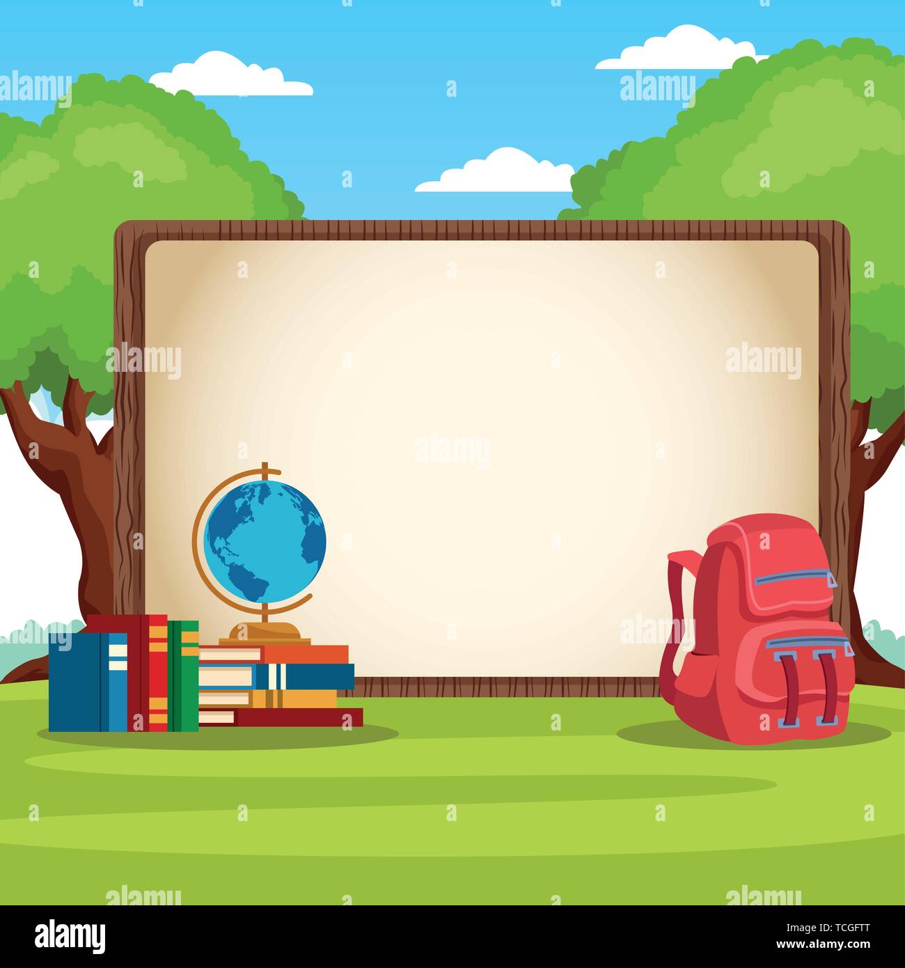 Back to school frame with cartoons Stock Vector Image & Art - Alamy