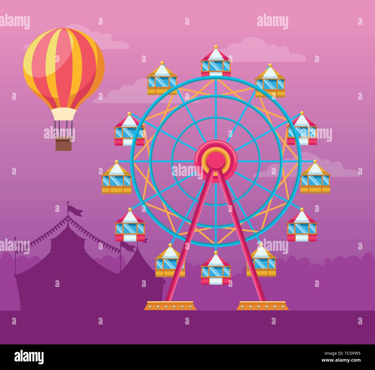 Big wheel fun fair Stock Vector Images - Alamy