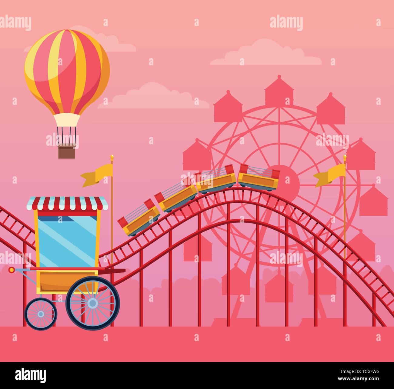 Fair festival with fun attractions scenery Stock Vector Image & Art - Alamy