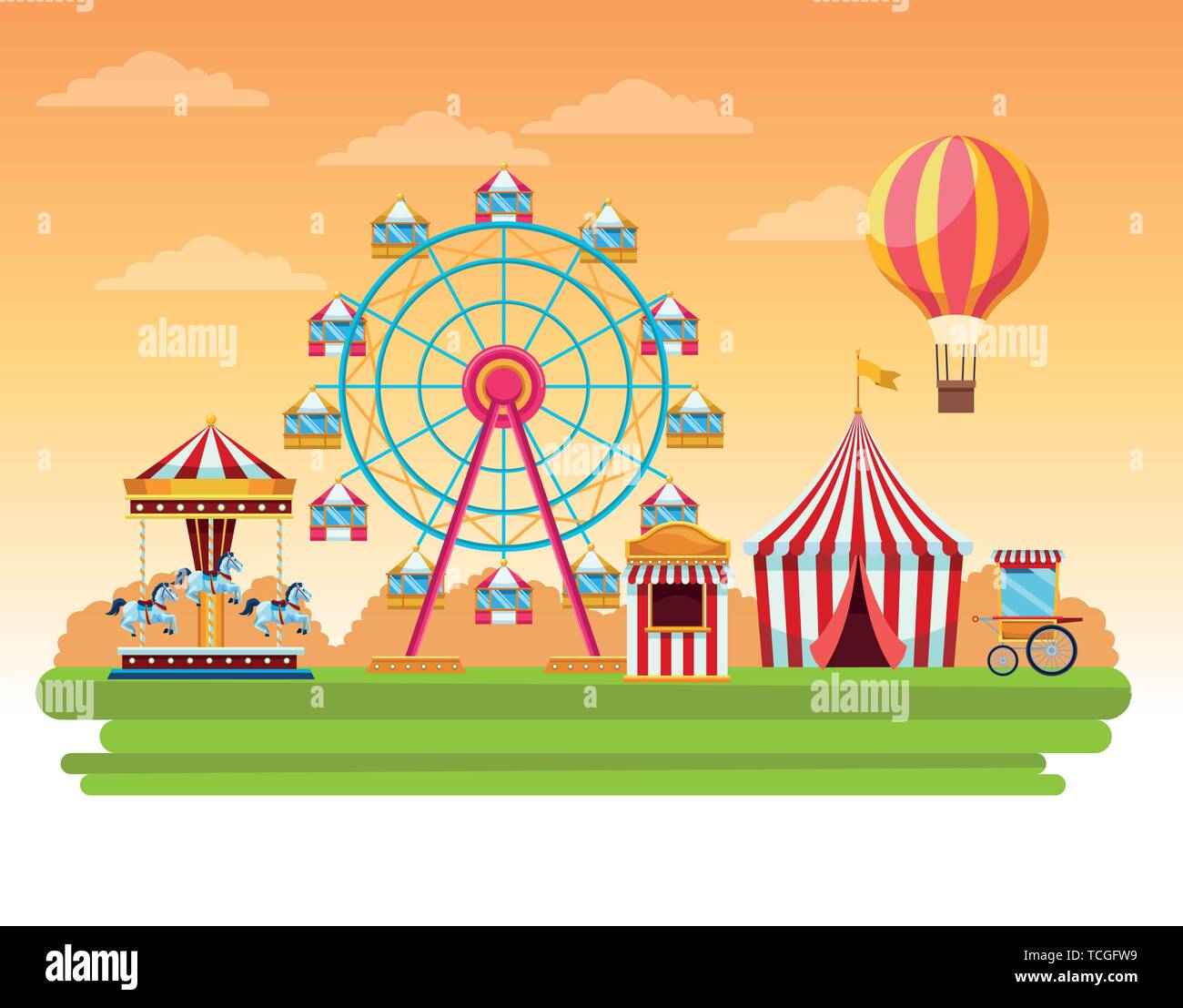 Circus fair festival scenery cartoon Stock Vector Image & Art - Alamy