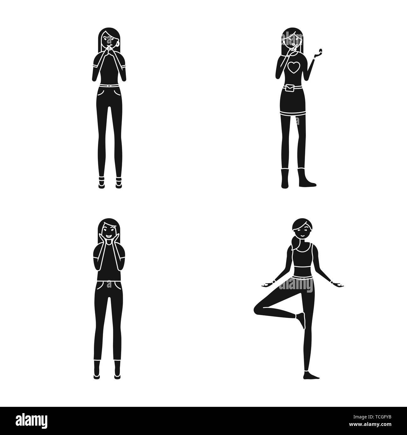 Isolated object of emotions and female sign. Collection of emotions and ...