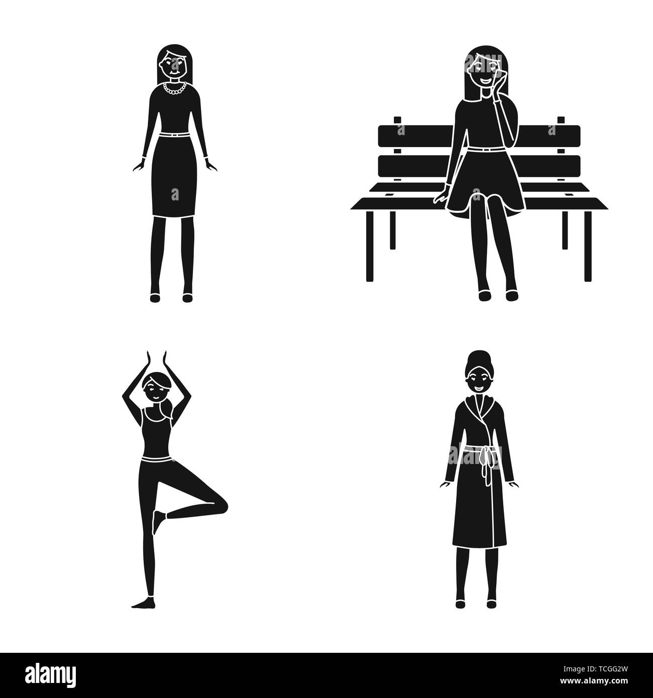 Vector illustration of emotions and female sign. Collection of emotions ...