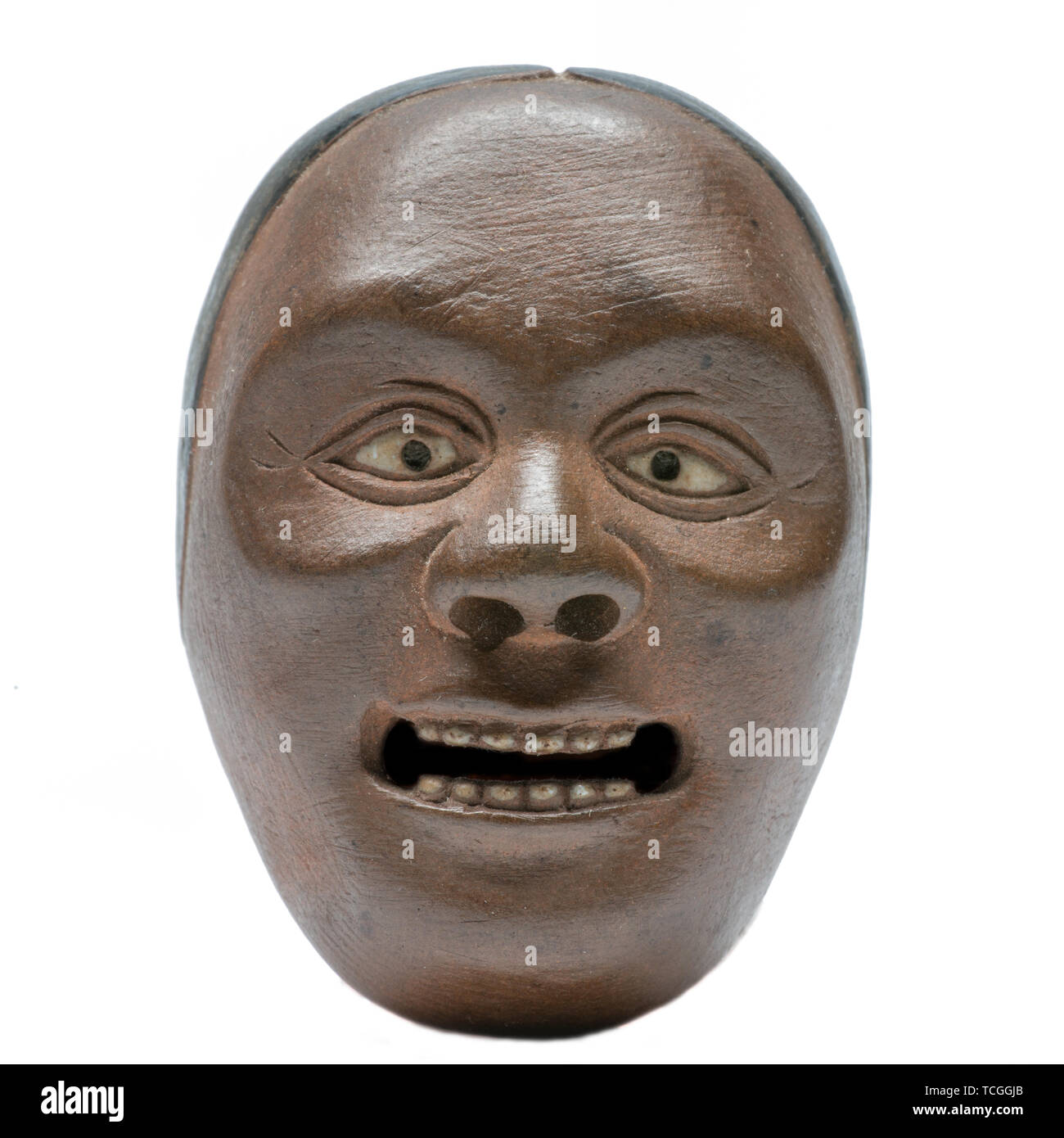 Antique carved Japanese Noh masks with white background Stock Photo - Alamy