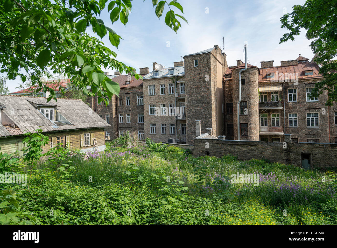 Vilnius, Lithuania. May 2019. The old buildings in the historic center ...