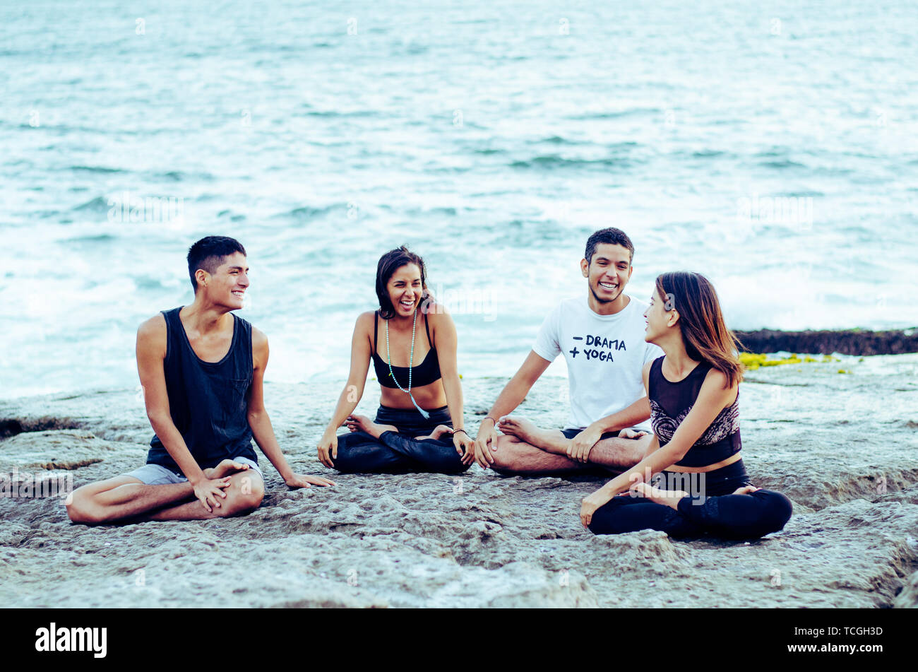 Enjoying carefree time with friends. Cheerful young people spending ...