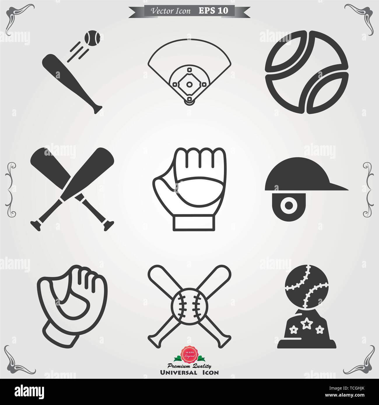 Simple modern set of baseball icons. Premium symbol collection. Vector ...
