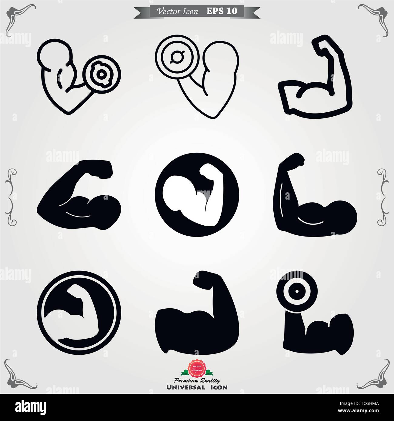 Biceps icon, muscle strength or power vector icon for exercise apps and ...