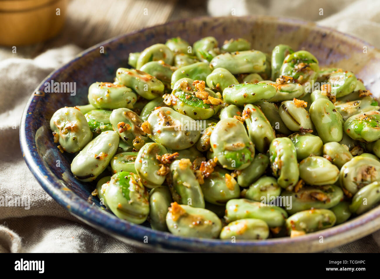 Homemade Garlic Sauteed Fava Beans Ready to Eat Stock Photo - Alamy